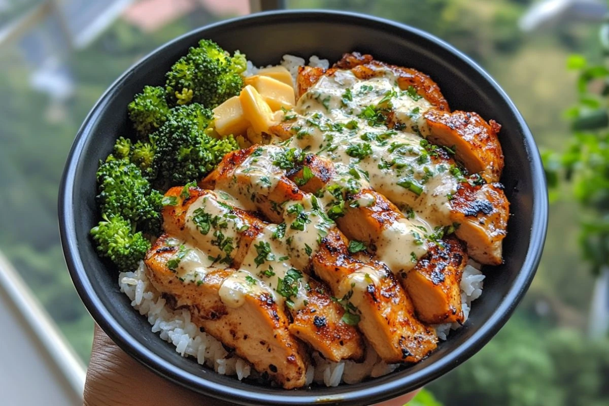Comforting Chicken & Rice Bowls with Creamy Garlic Sauce | Easy Dinner ...
